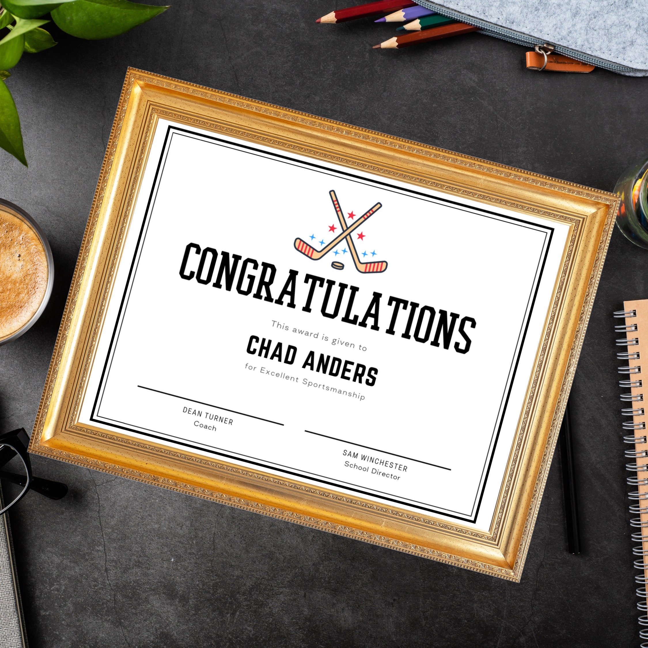 Editable Hockey Awards Template, Custom Ice Hockey Award Certificates ...