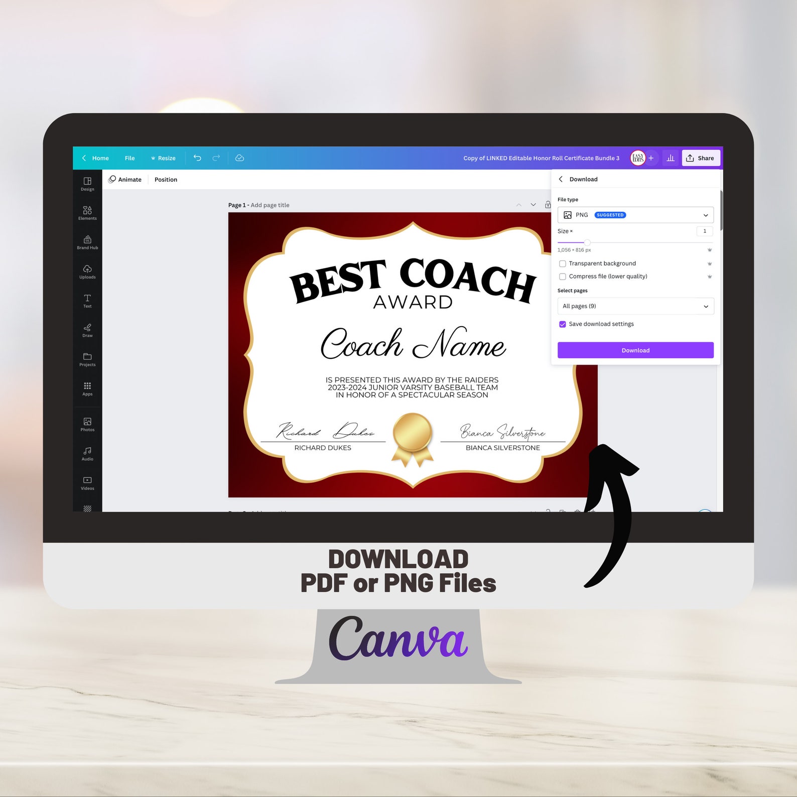 Best Coach Award Certificates, Coach Appreciation Gift, Editable Coach Appreciation Award ...