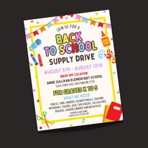 Editable Back to School Supply Drive Flyer Printable Back to School ...