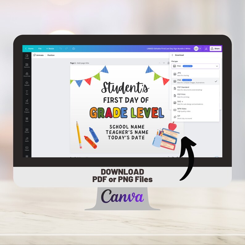 Editable First Day of School Sign Printable Photo Poster (canva ...
