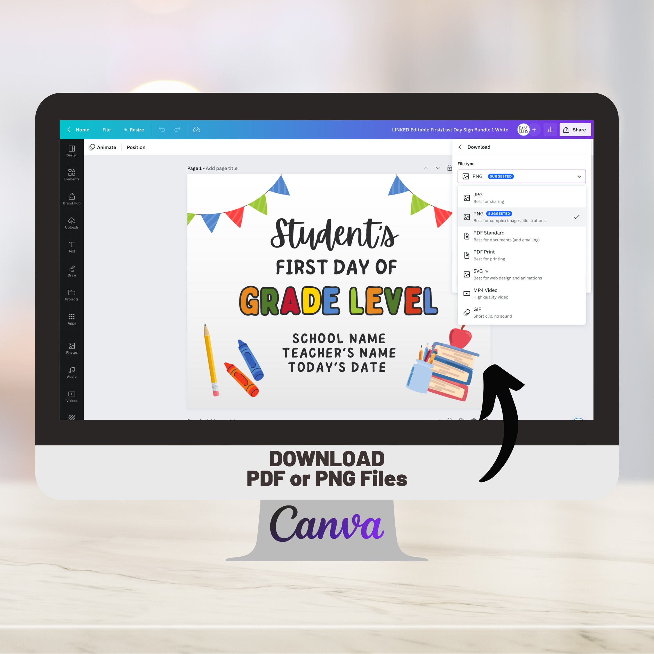 Editable First Day of School Sign Printable Photo Poster (canva ...