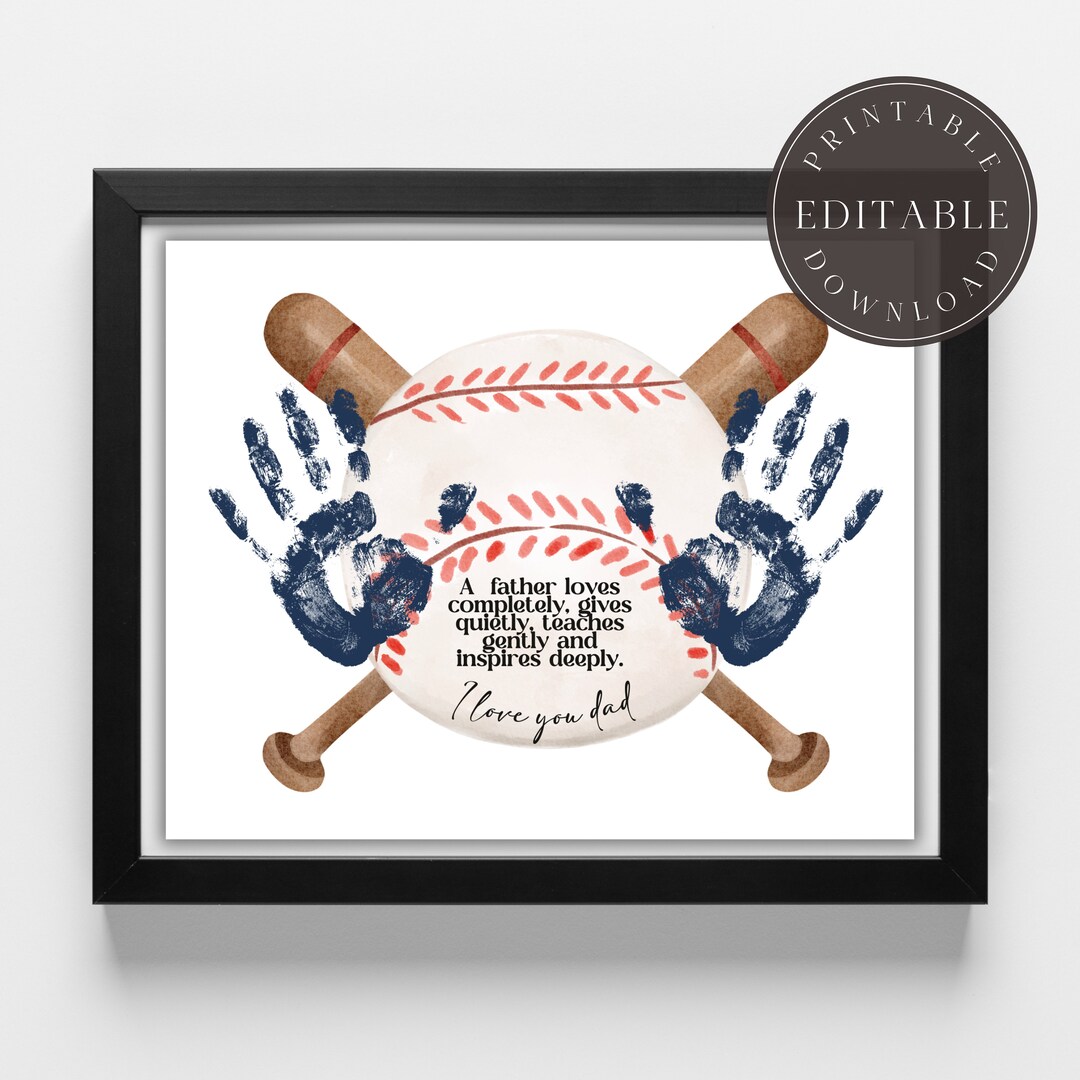 Baseball Dad Handprint Footprint Art Craft Father's Day Gift for Dad ...