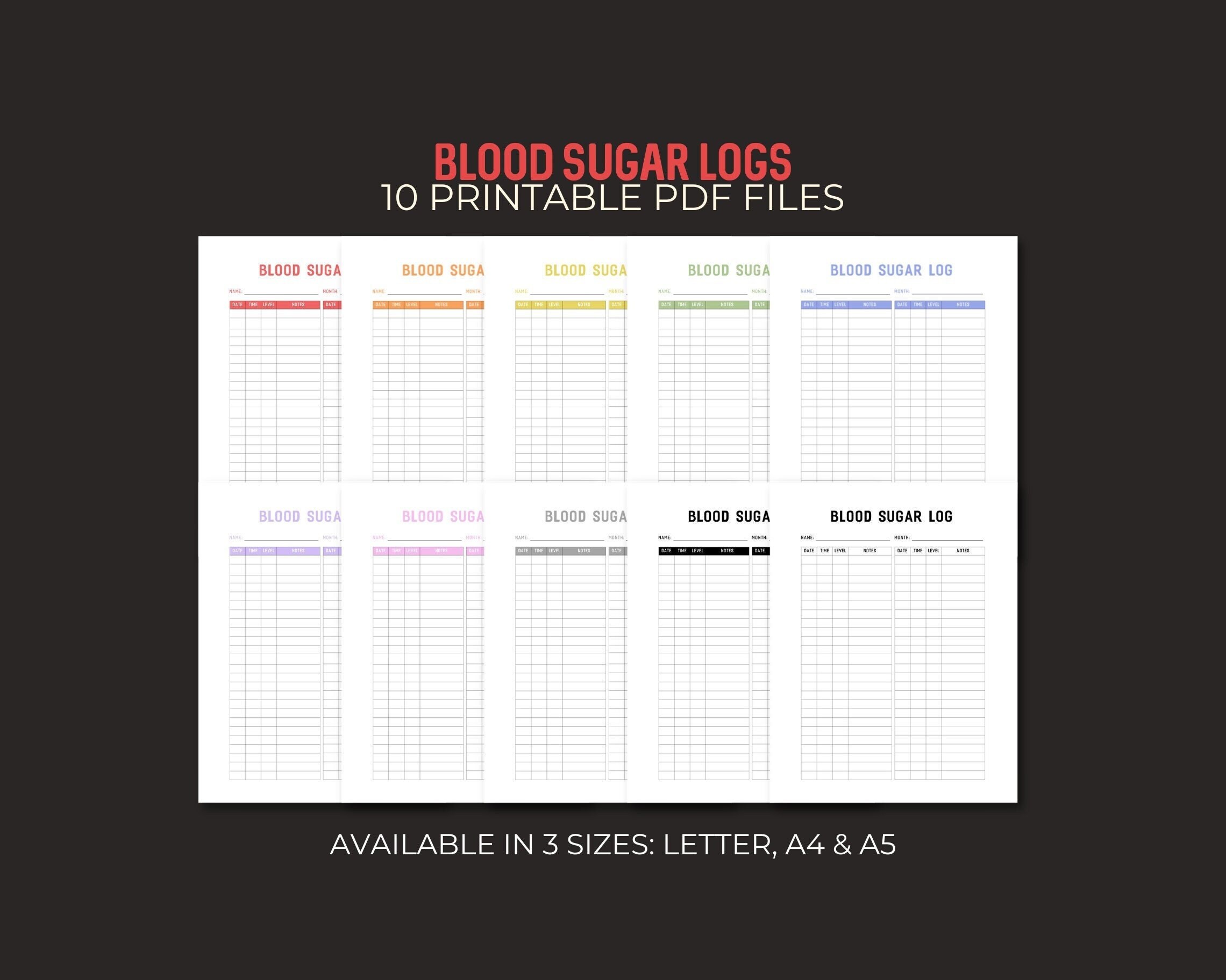 Blood Sugar Log Printable Blood Sugar Tracker Fillable - Etsy