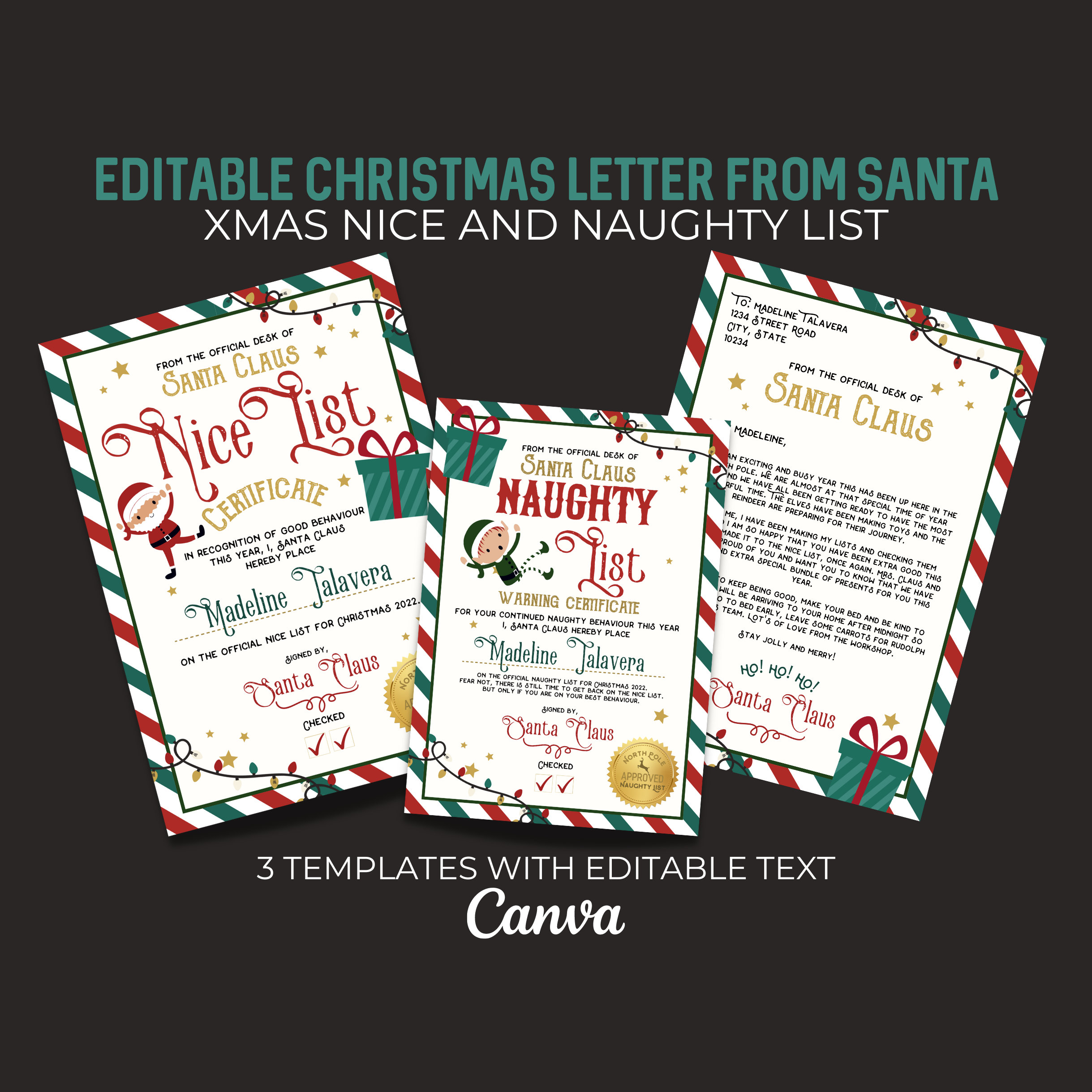 Editable Letter From Santa Bundle Christmas Nice List - Etsy