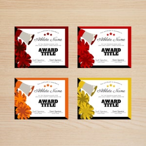 Editable Cheerleading Certificate, Cheer Squad Awards, Team Party ...