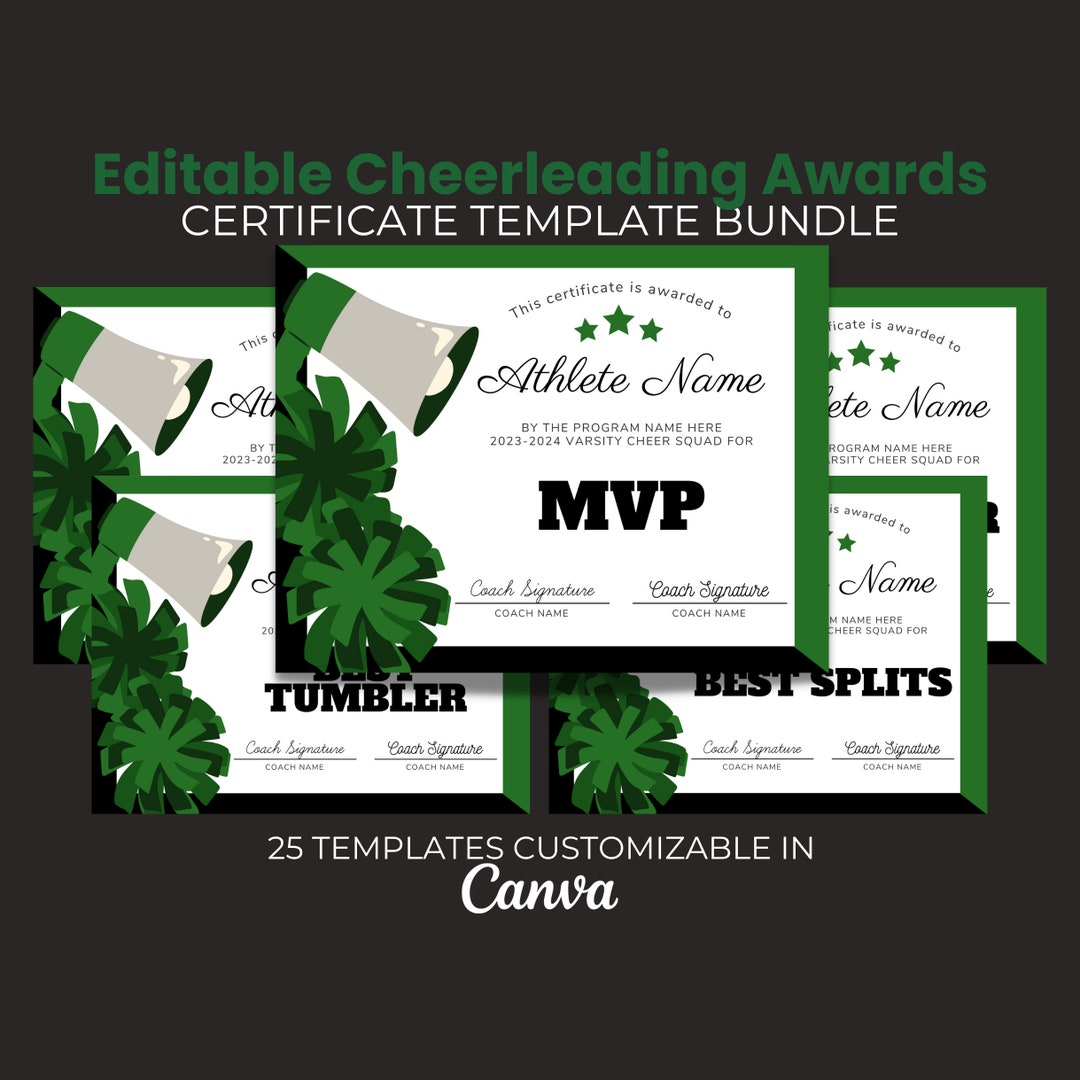 Cheerleading Certificate, Cheer Squad Awards, Printable Cheer Award ...