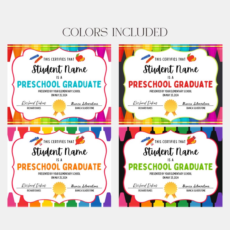 Pre-k Award Certificate Template, Editable Preschool Graduation Diploma ...