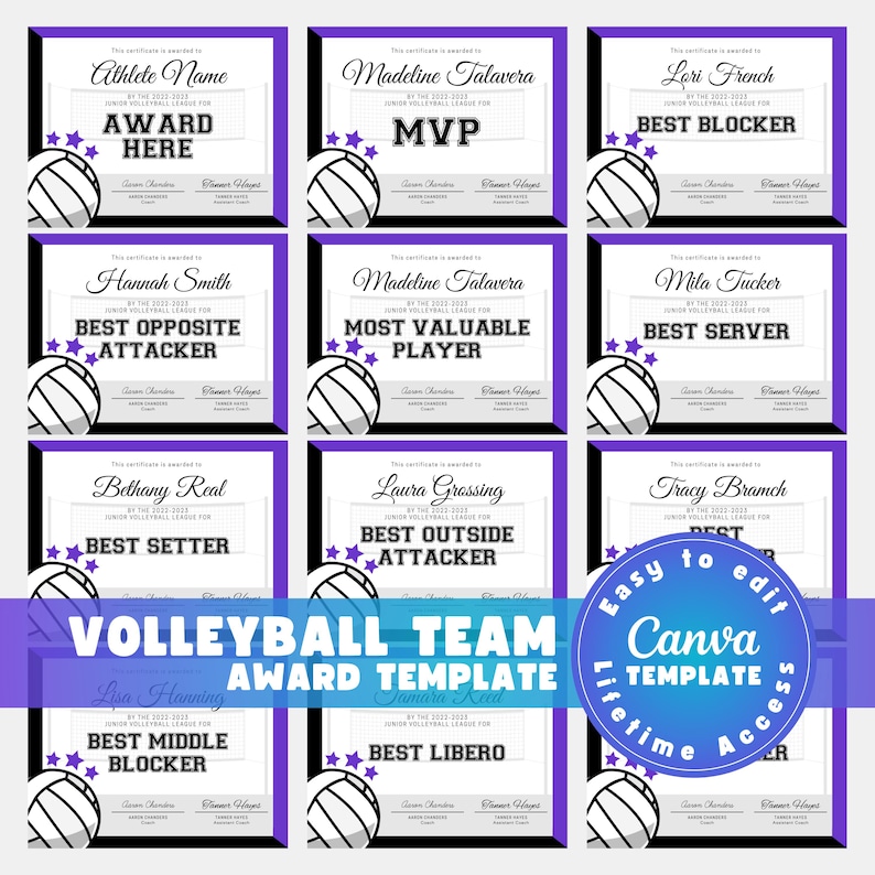 Editable Volleyball Awards Template, Custom Volleyball Award ...
