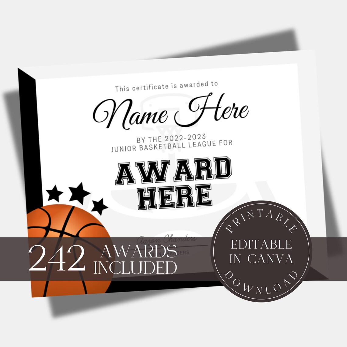 Editable Basketball Award Certificates, Basketball Awards Bundle Canva ...