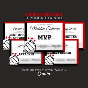 End of Season Volleyball Awards Bundle, Editable Volleyball ...