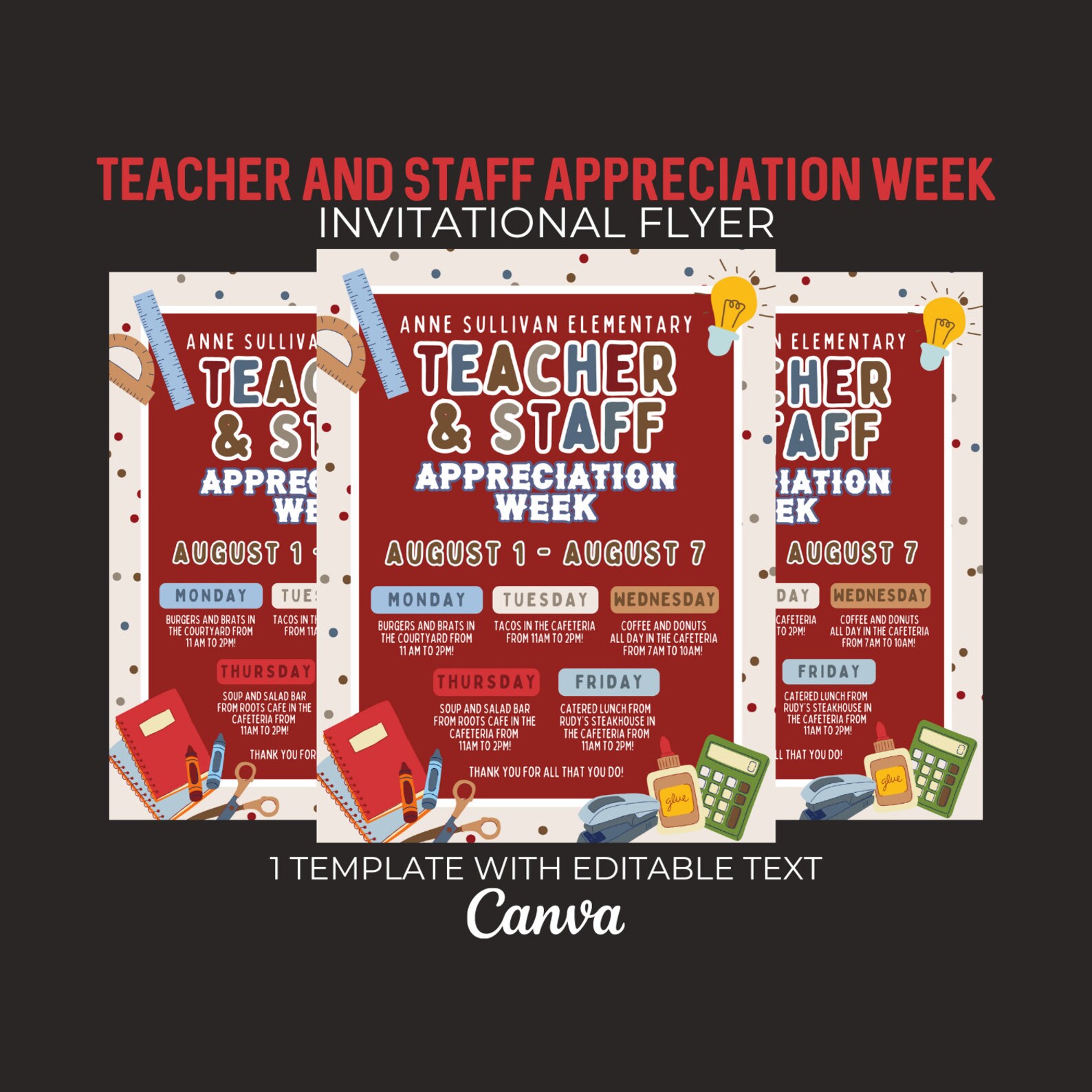 EDITABLE Teacher Appreciation Week Itinerary Flyer - Etsy