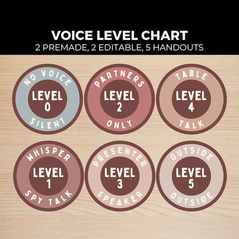 Boho Rainbow Voice Level Chart Classroom Management Decor (printable ...