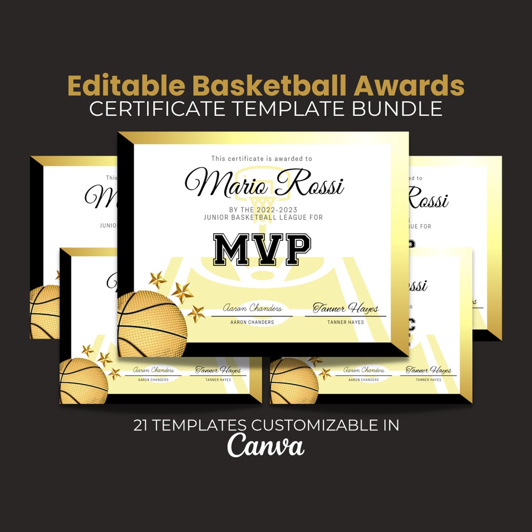 Basketball Awards Printable, Basketball Team Certificate Bundle ...