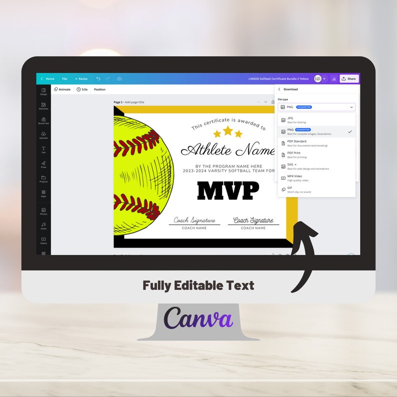 Softball Awards Bundle, Editable Softball Certificate Canva Template ...