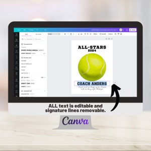 Editable Coach Appreciation Gift Tennis Coach Thank You Card Tennis ...