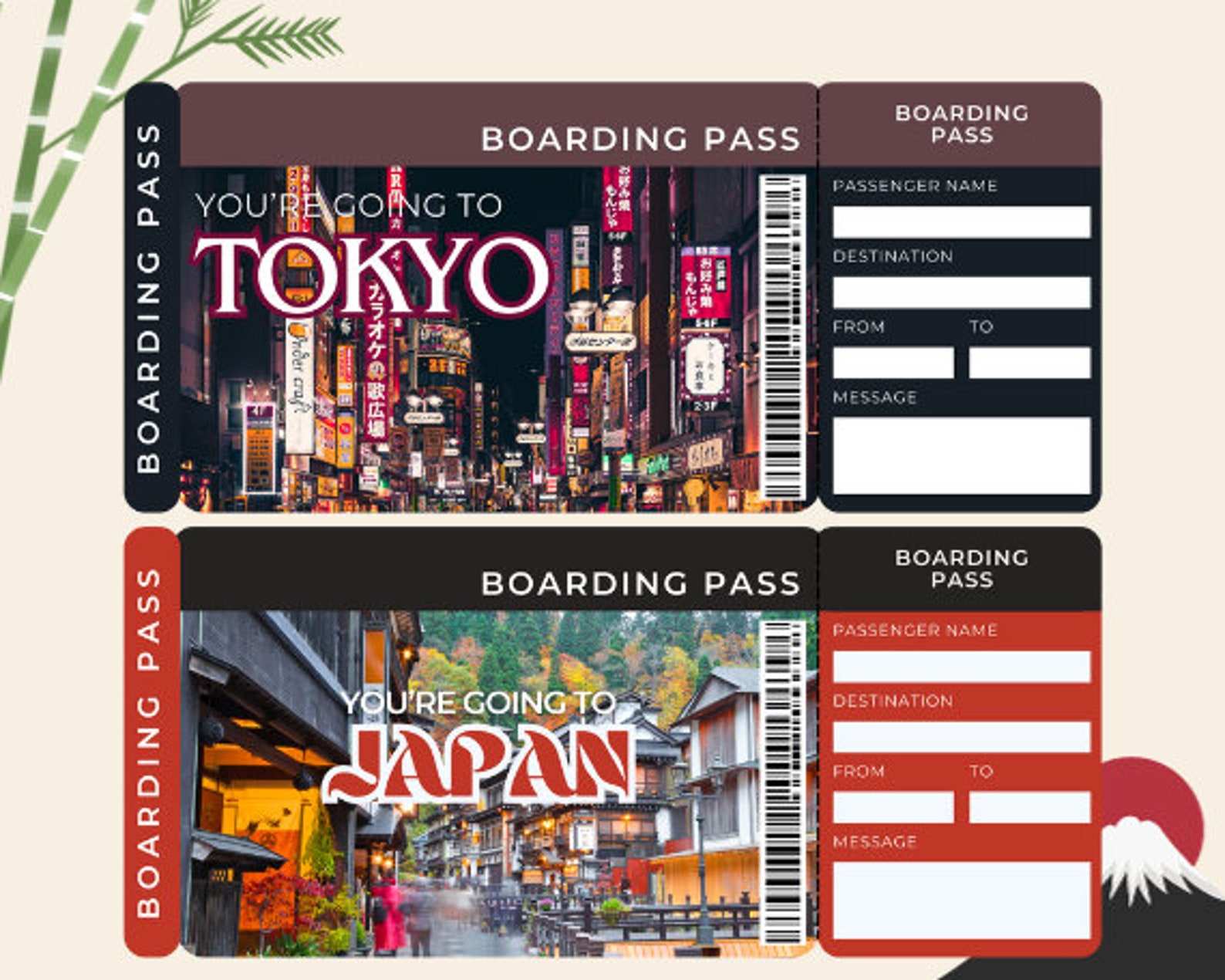 Editable Japan Surprise Boarding Pass Printable Tokyo Ticket - Etsy