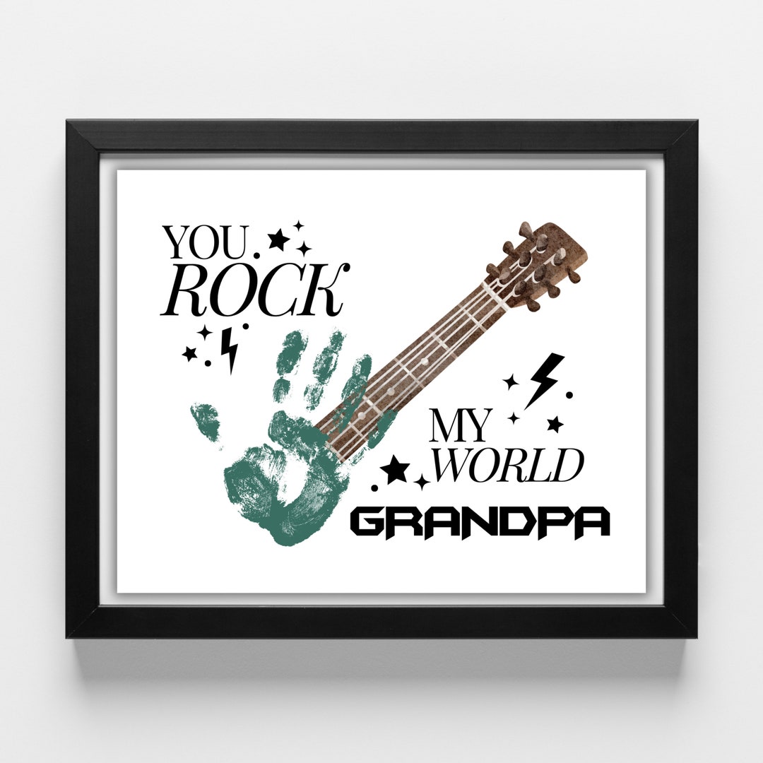 Grandpa You Rock Handprint Art Father's Day DIY Gift (digital Download ...