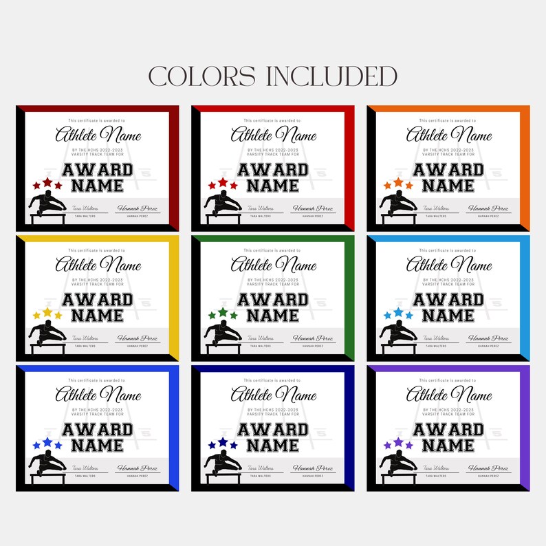 Editable Track and Field Awards Template, Custom Running Award ...