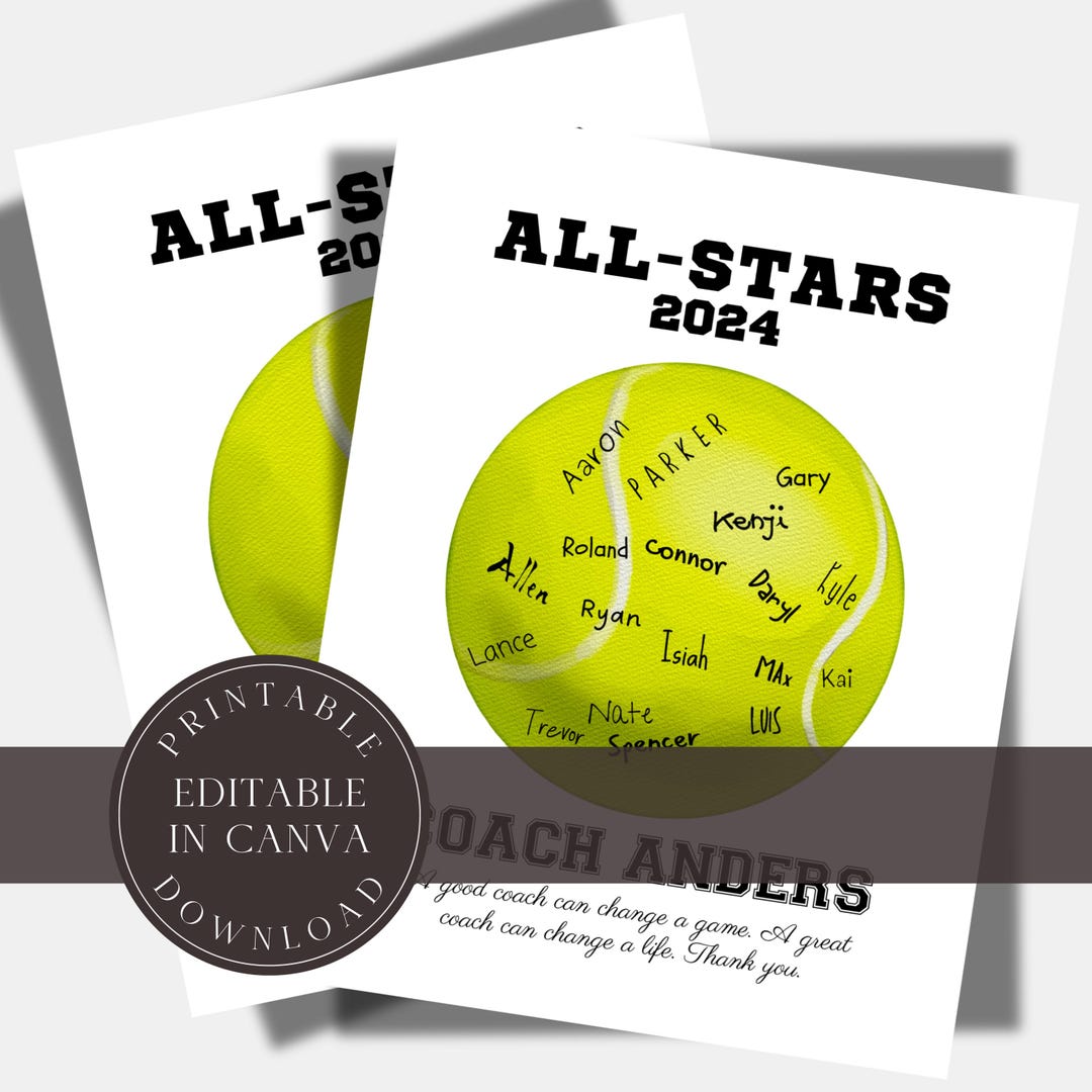 Editable Coach Appreciation Gift Tennis Coach Thank You Card Tennis ...