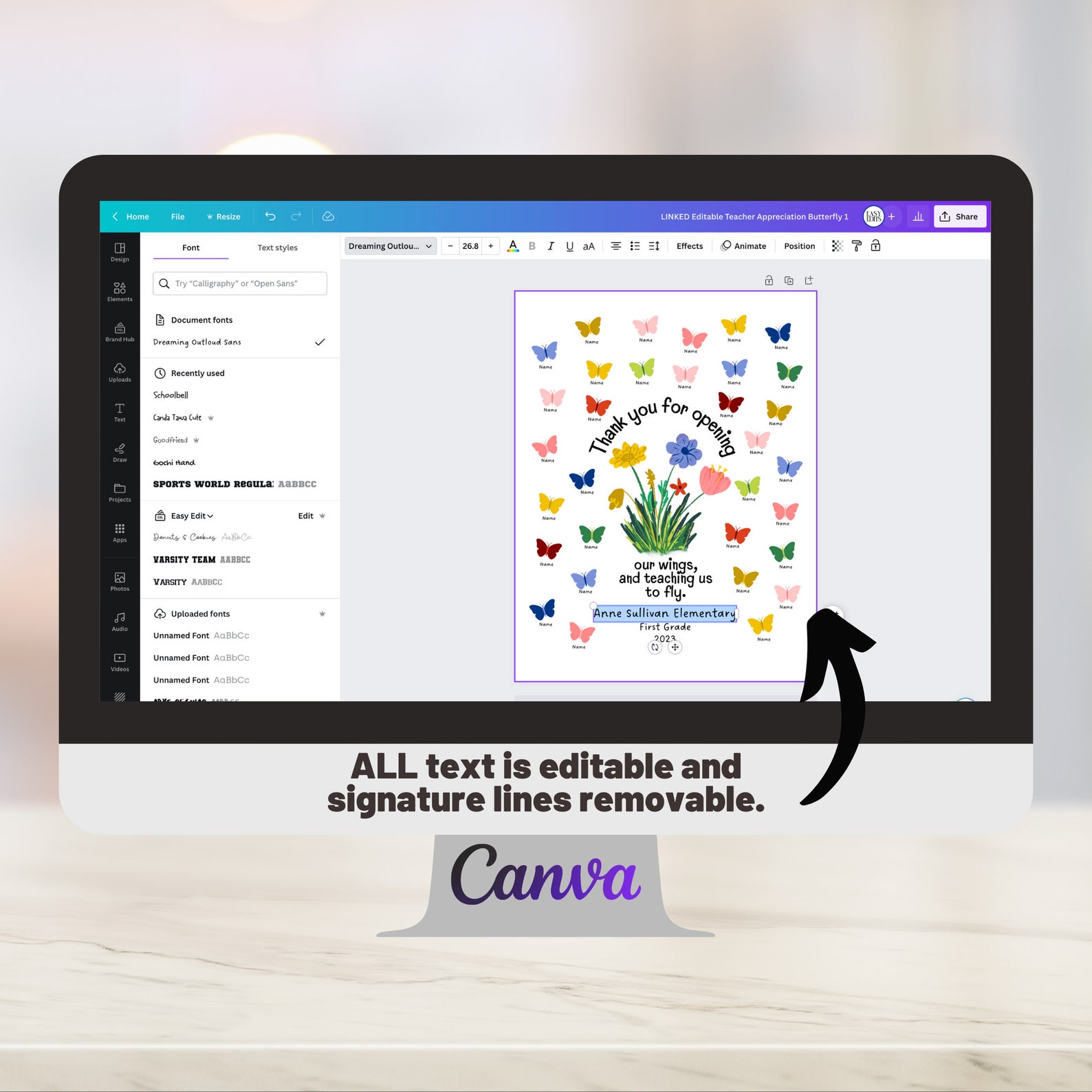 Editable Teacher Appreciation Gift End of the Year Thank You - Etsy