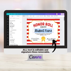 Editable School Honor Roll Certificate Template (canva PDF) - Etsy