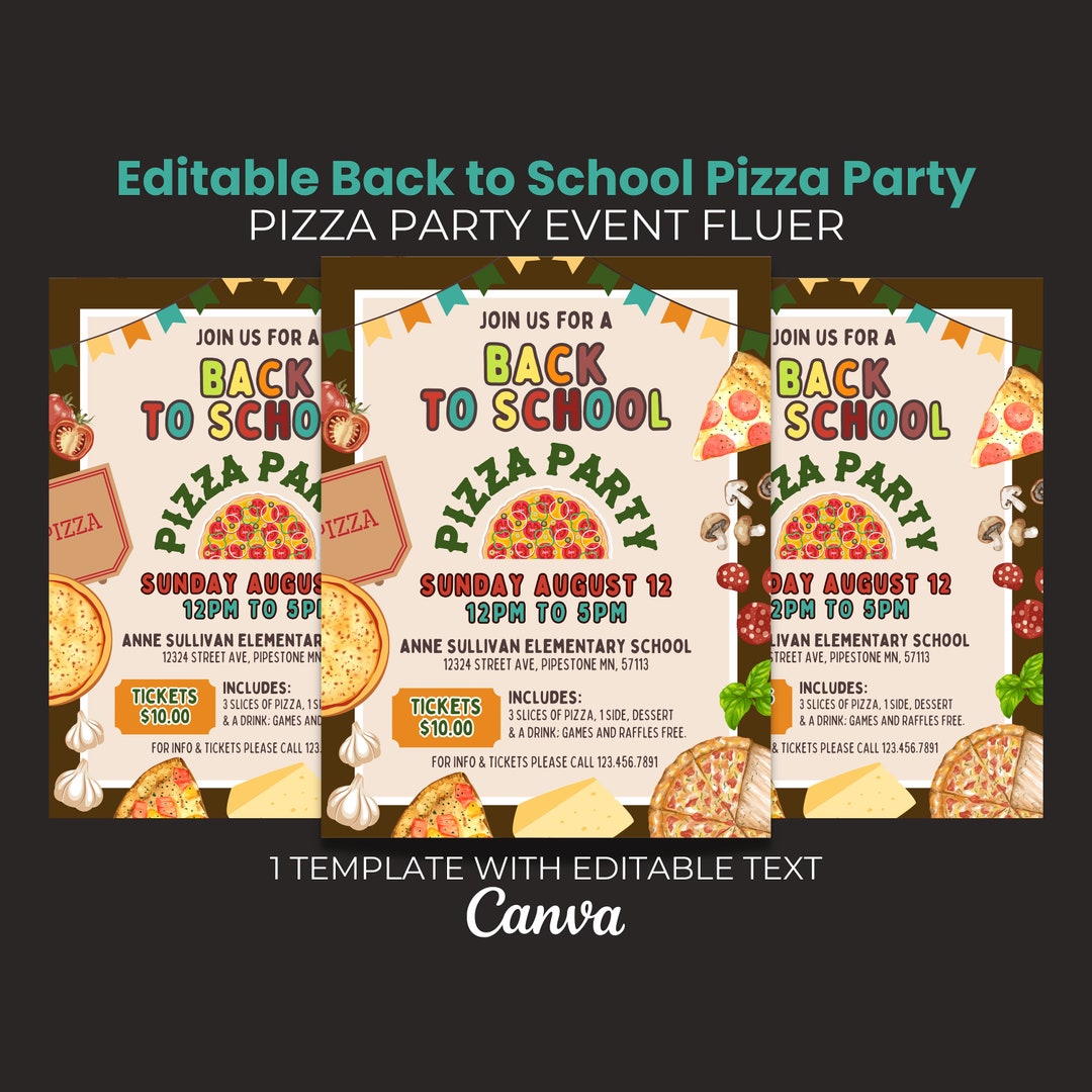 Editable Back to School Pizza Party Flyer, Printable Back to School ...
