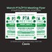 Editable March PTA PTO Meetings Flyer Template Printable Handout School ...