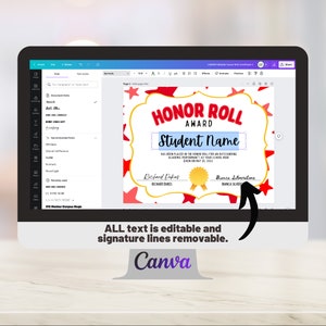 Editable School Honor Roll Certificate Classroom Academic Excellence ...