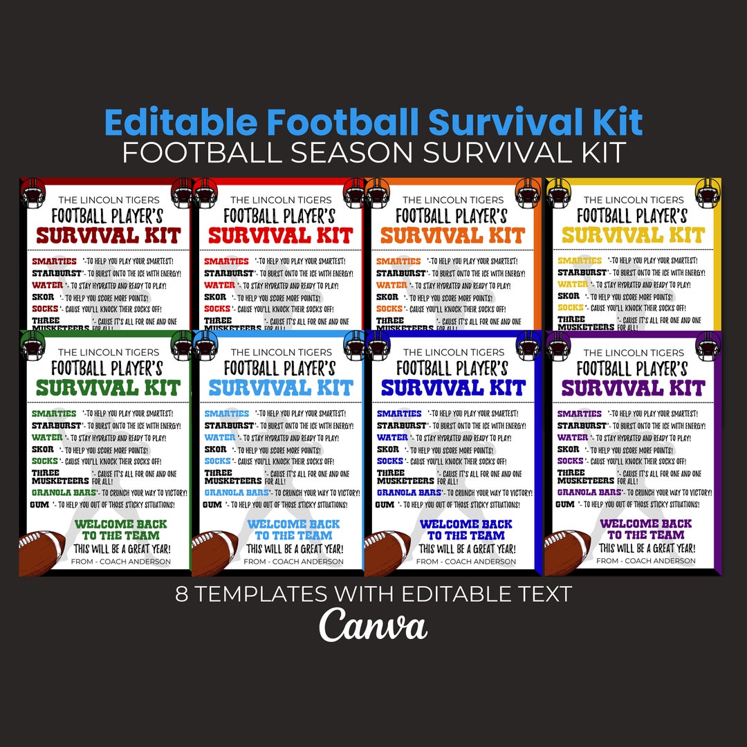Football Survival Kit Team Survival Kit Printable Template Bundle ...