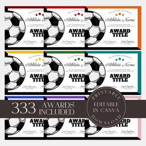 Editable Soccer Award Certificate Bundle Template Bundle Printable Team ...