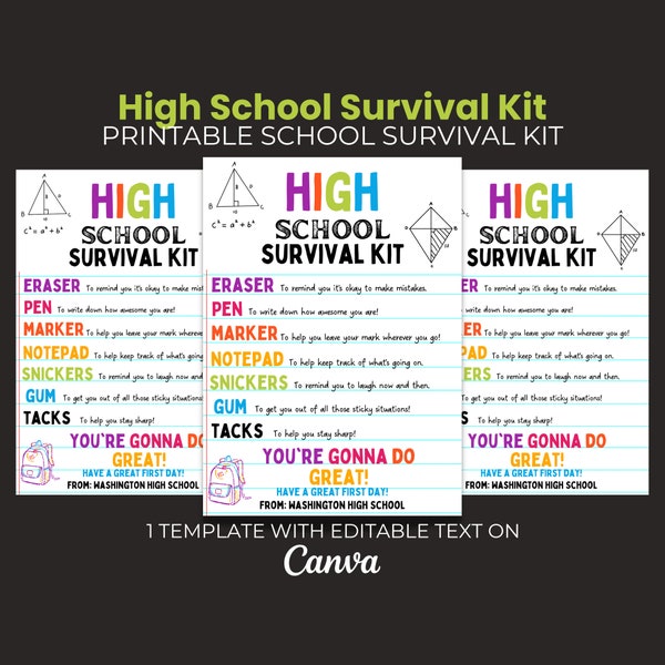 High School Survival Kit - Etsy