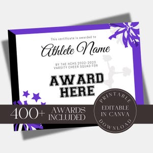 Editable Cheerleading Certificate Cheer Squad Awards Printable Cheer ...
