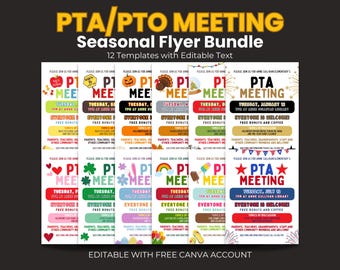 November PTA PTO Meetings Flyer Template Printable Handout School Year ...