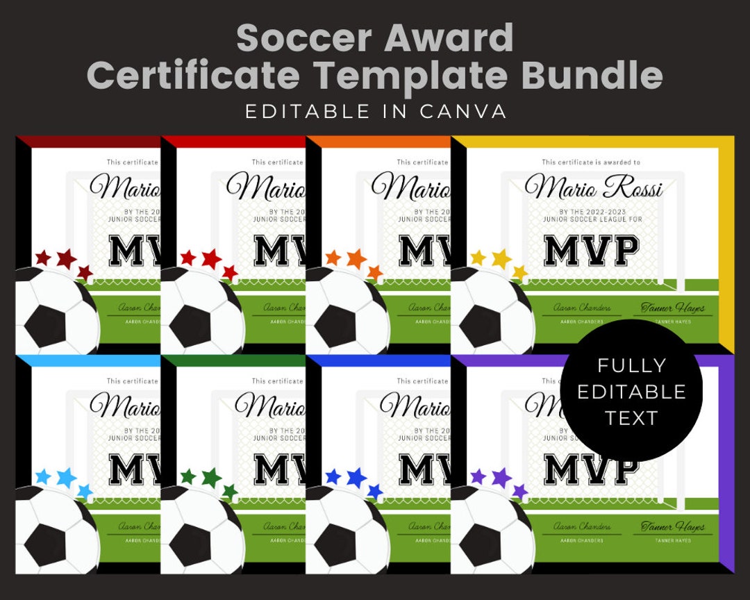 Editable Soccer Award Certificate Bundle, Editable Template, Team Party ...