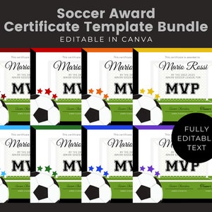Editable Soccer Award Certificate Bundle, Editable Template, Team Party ...