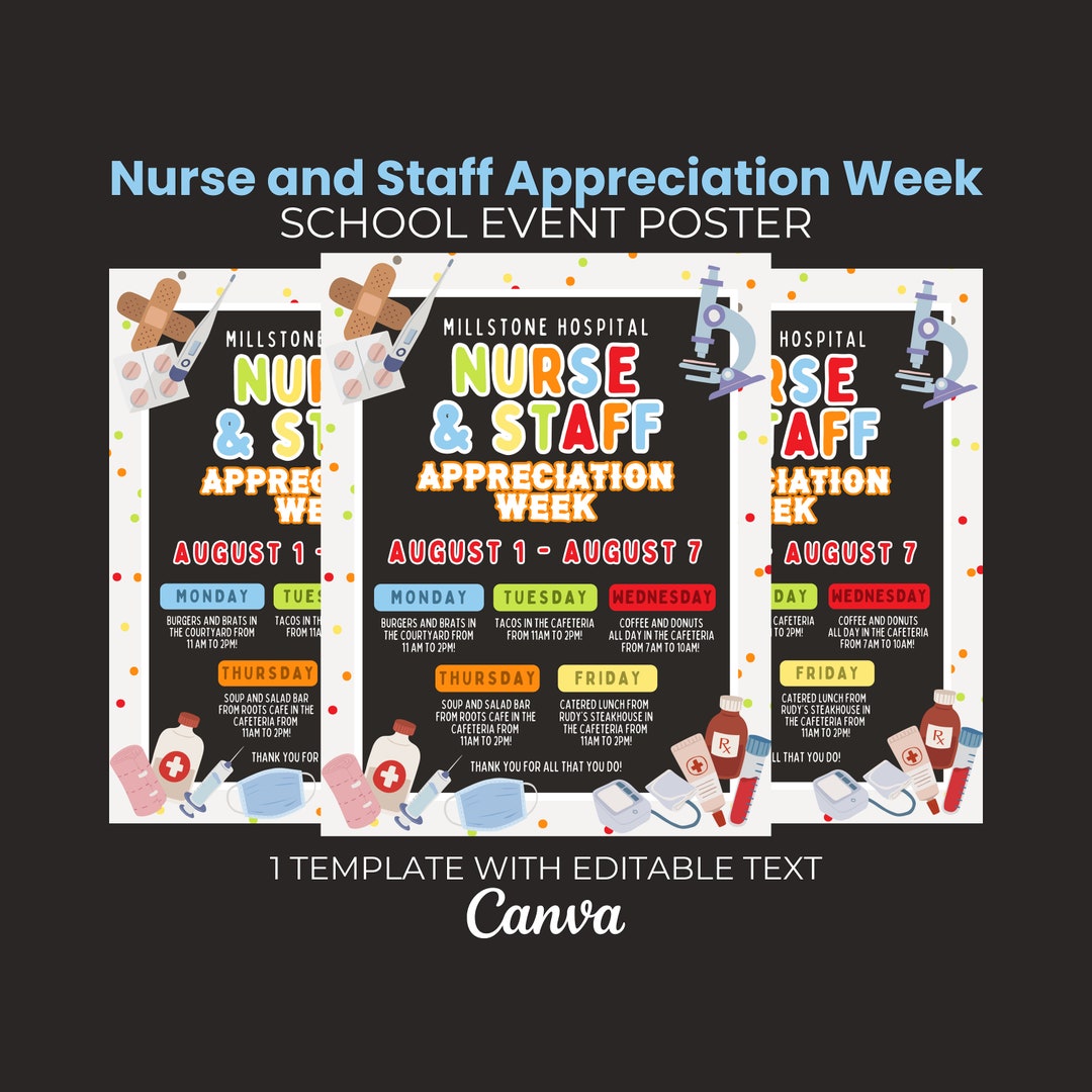 Editable Nurse Appreciation Week Itinerary Flyer, Nurse's Week Event ...