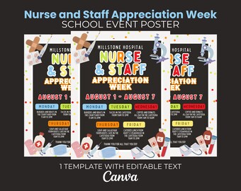 Editable Nurse Appreciation Week Itinerary Flyer Nurse's Week Event ...