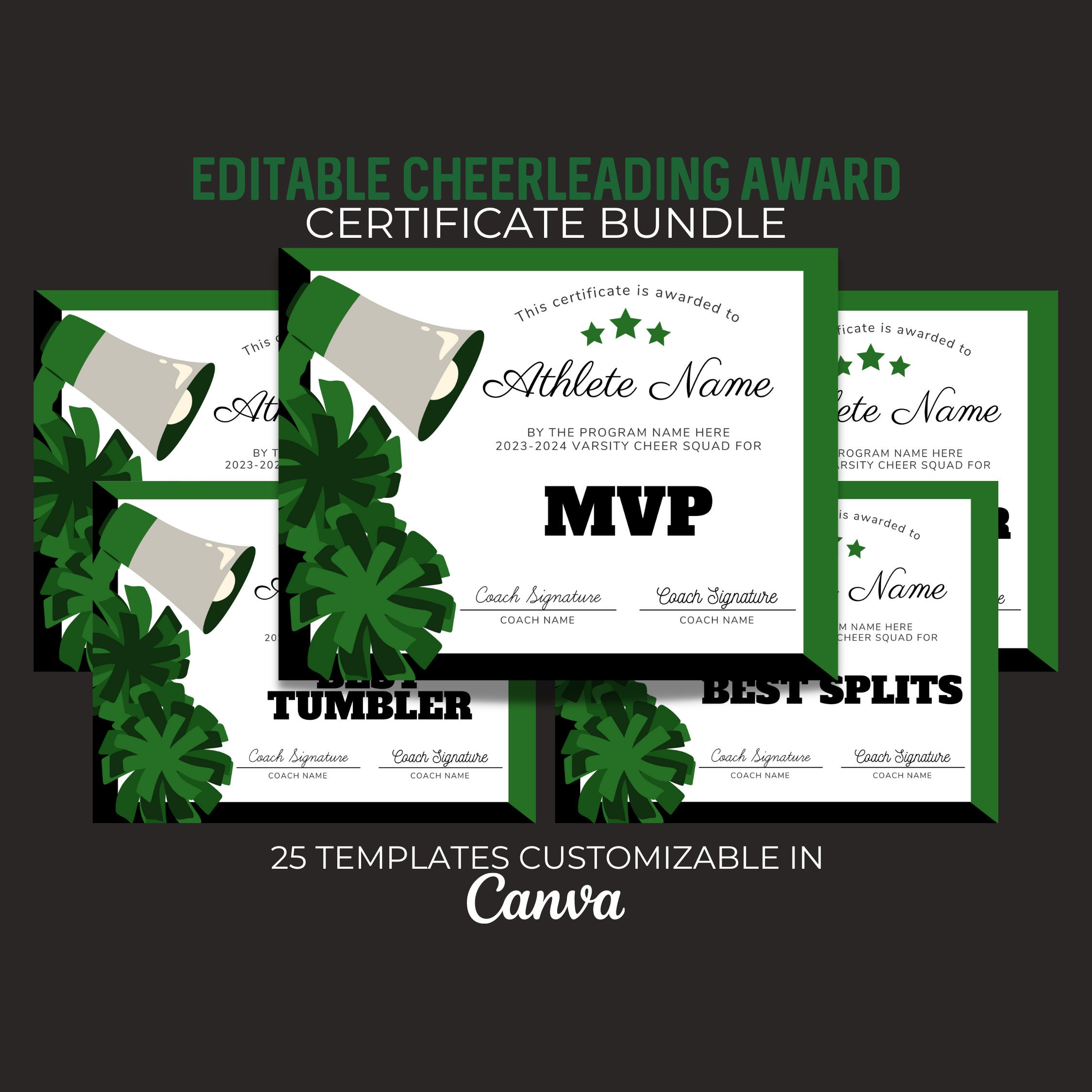 Editable Cheerleading Certificate Cheer Squad Awards - Etsy