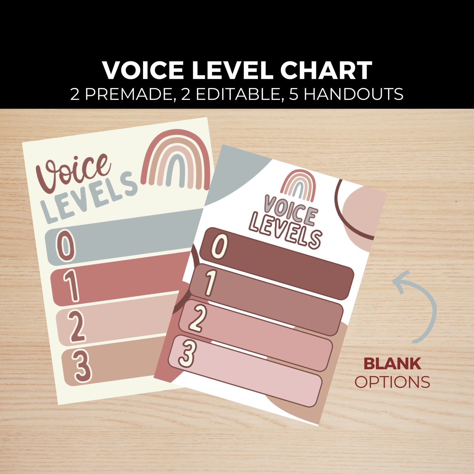 Boho Rainbow Voice Level Chart Classroom Management Decor (printable ...