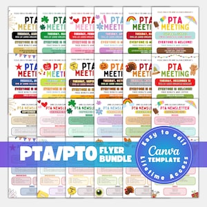 Editable Seasonal PTA/PTO Flyer Templates School Event Handouts (canva ...