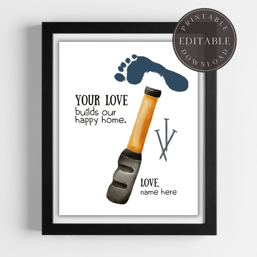 Footprint Art From Kids Tool Printable Fathers Day Card Fathers Day ...