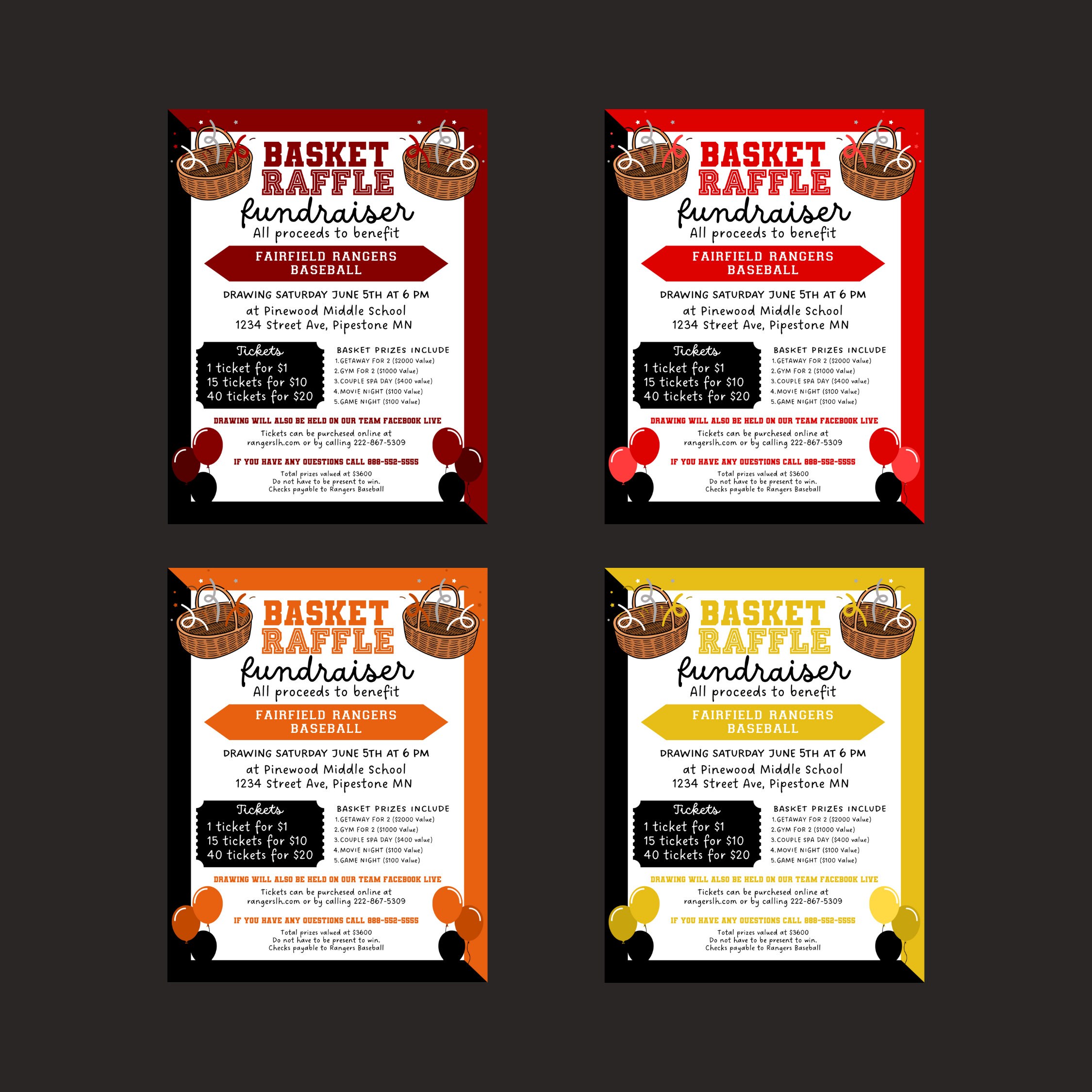 Editable Basket Raffle Ticket Fundraiser Flyer Raffle - Etsy