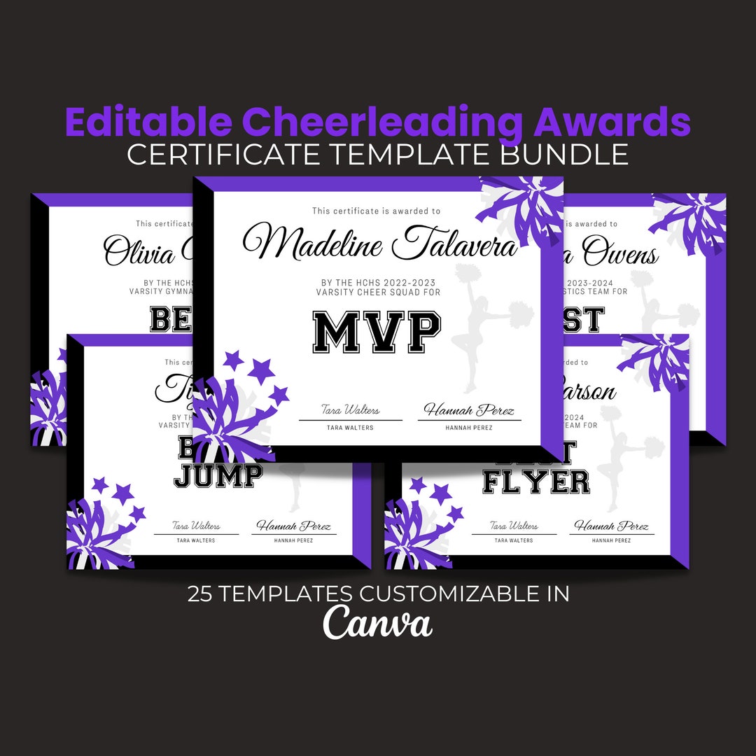 Editable Cheerleading Certificate, Cheer Squad Awards, Printable Cheer ...