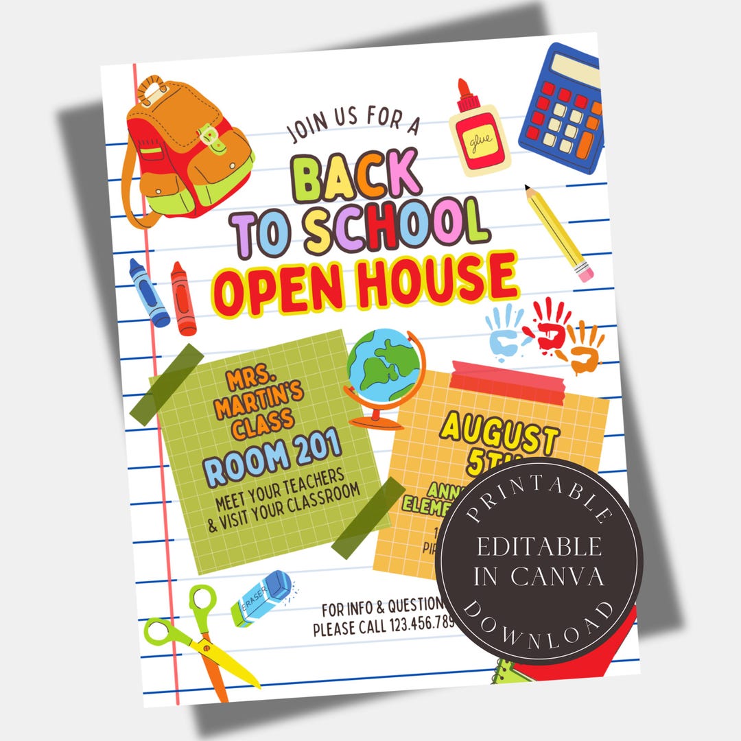 Editable Back to School Open House Flyer Printable Back to School Sign ...