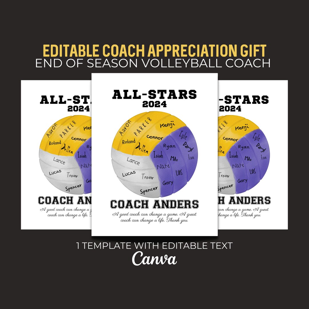 Editable Coach Appreciation Gift Volleyball Coach Thank You - Etsy