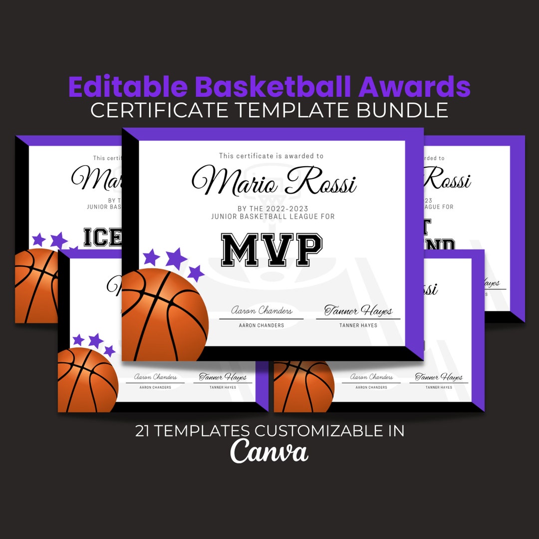 Basketball Awards Printable, Basketball Team Certificate Bundle ...