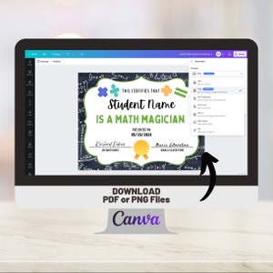 Editable School Certificate Math Student Elementary Classroom Award ...