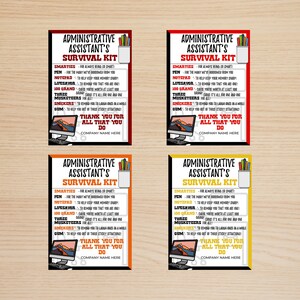 Administrative Assistant Survival Kit Employee Survival Kit Printable ...