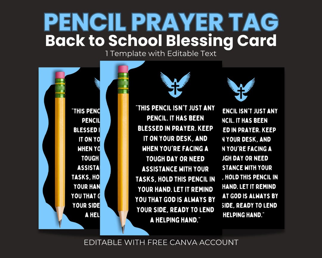 Editable Pencil Prayer Tag Sunday School Printable Pencil Blessing ...
