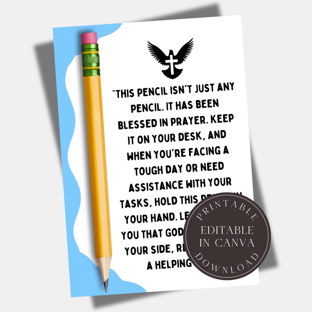 Editable Pencil Prayer Tag Sunday School Printable Pencil Blessing ...